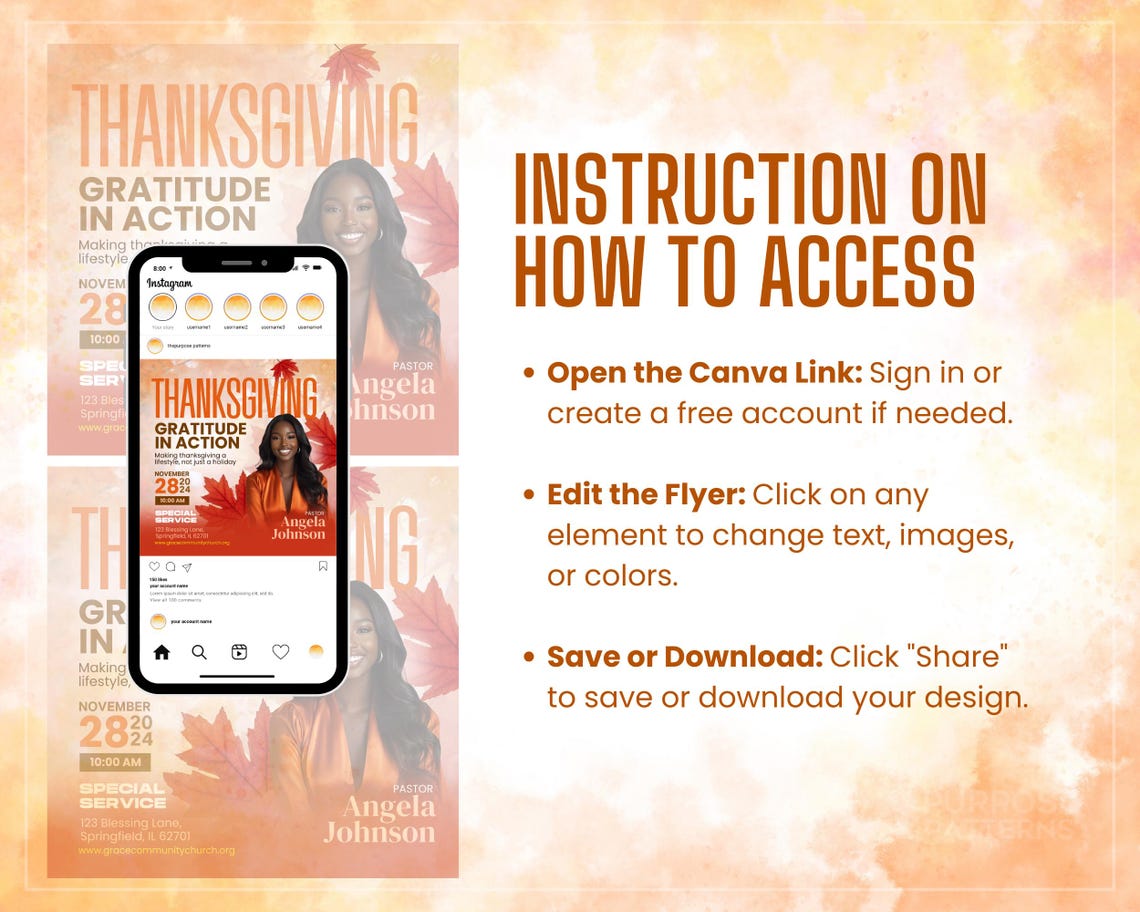 Thanksgiving Church Service Flyer Template | Editable Canva Design ...