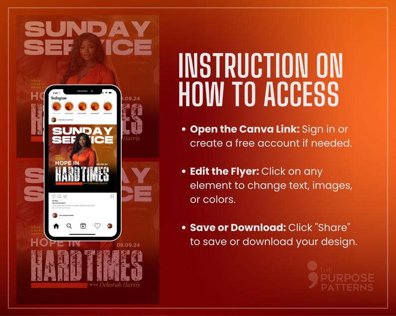 Church Service Flyer Template: Hope in Hard Times (canva Editable) - Etsy