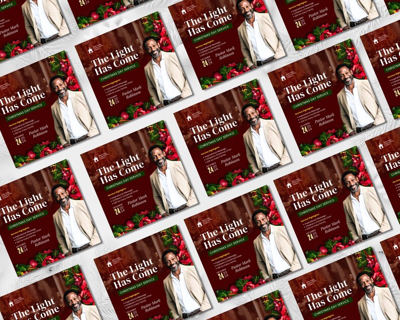 Christmas Service Flyer Template | Editable Church Event Flyer ...