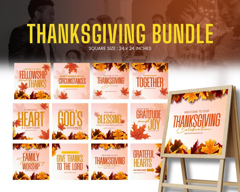 12 Thanksgiving Church Signage Bundle – Printable Welcome Signs ...