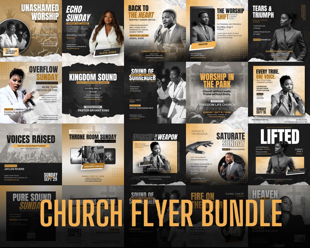 25-in-1 Church Flyer Bundle | Customizable Canva Templates | Church ...