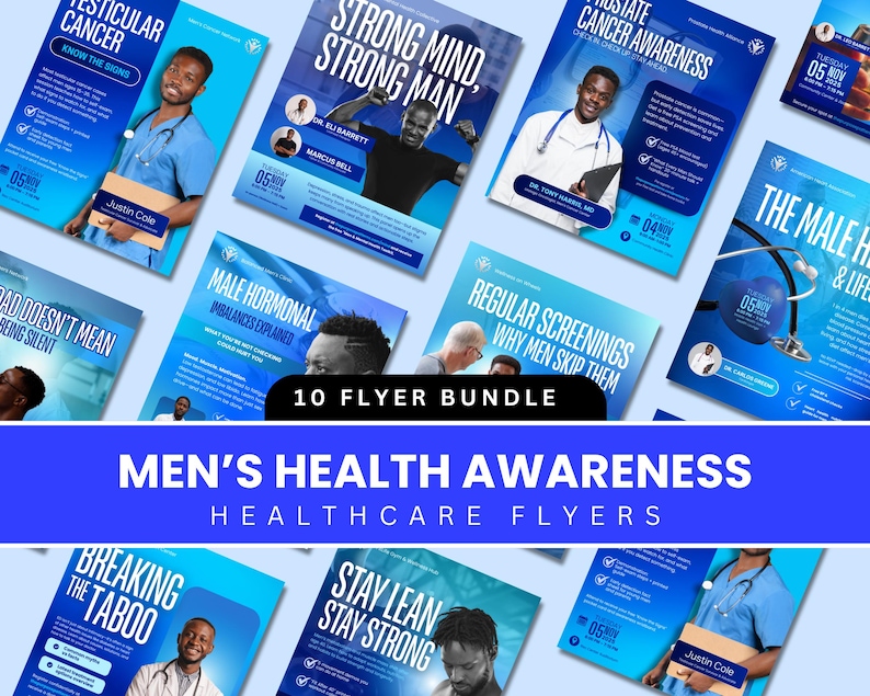 10-in-1 Men’s Health Flyer Bundle | Prostate, Mental Health, Fitness ...