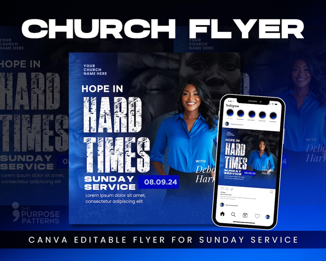 Customizable Church Flyer Template: Sunday Service, Events (canva ...