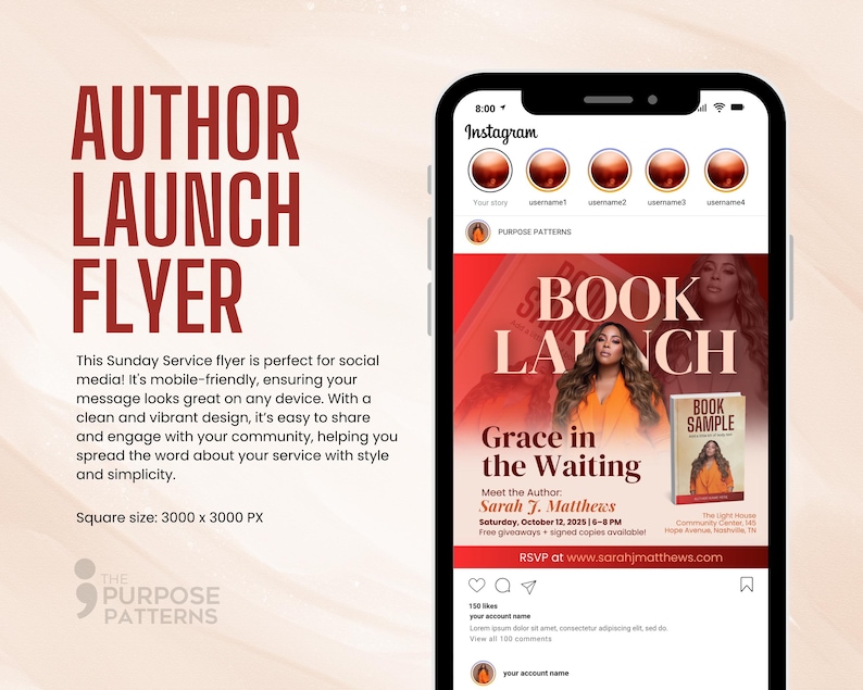 Editable Book Launch Flyer Template: Author Announcement (canva) - Etsy