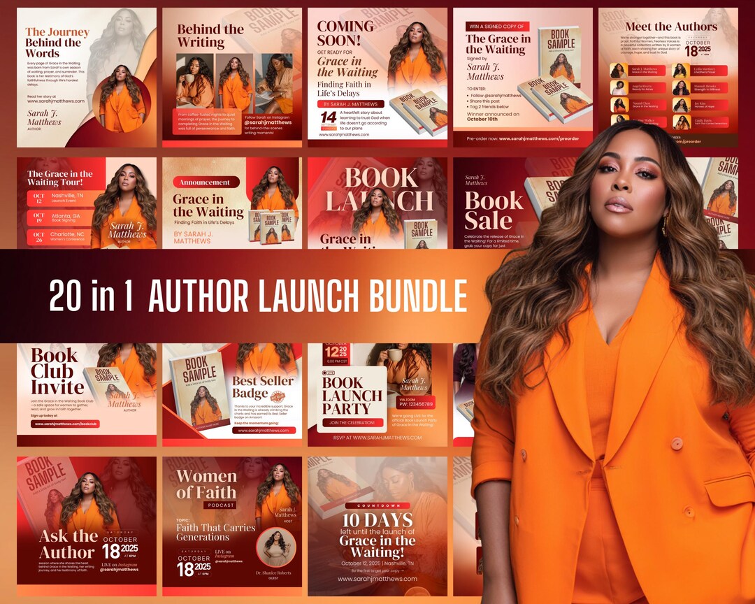 20-in-1 Editable Author Launch Bundle | Customizable Canva Templates ...