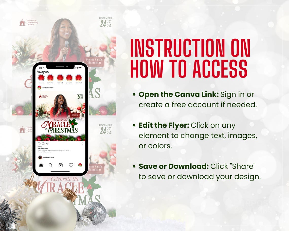 Christmas Service Flyer Template | Editable Church Event Flyer ...