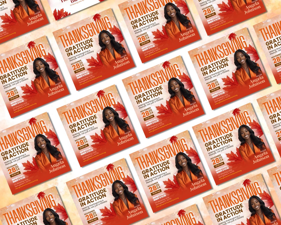 Thanksgiving Church Service Flyer Template | Editable Canva Design ...
