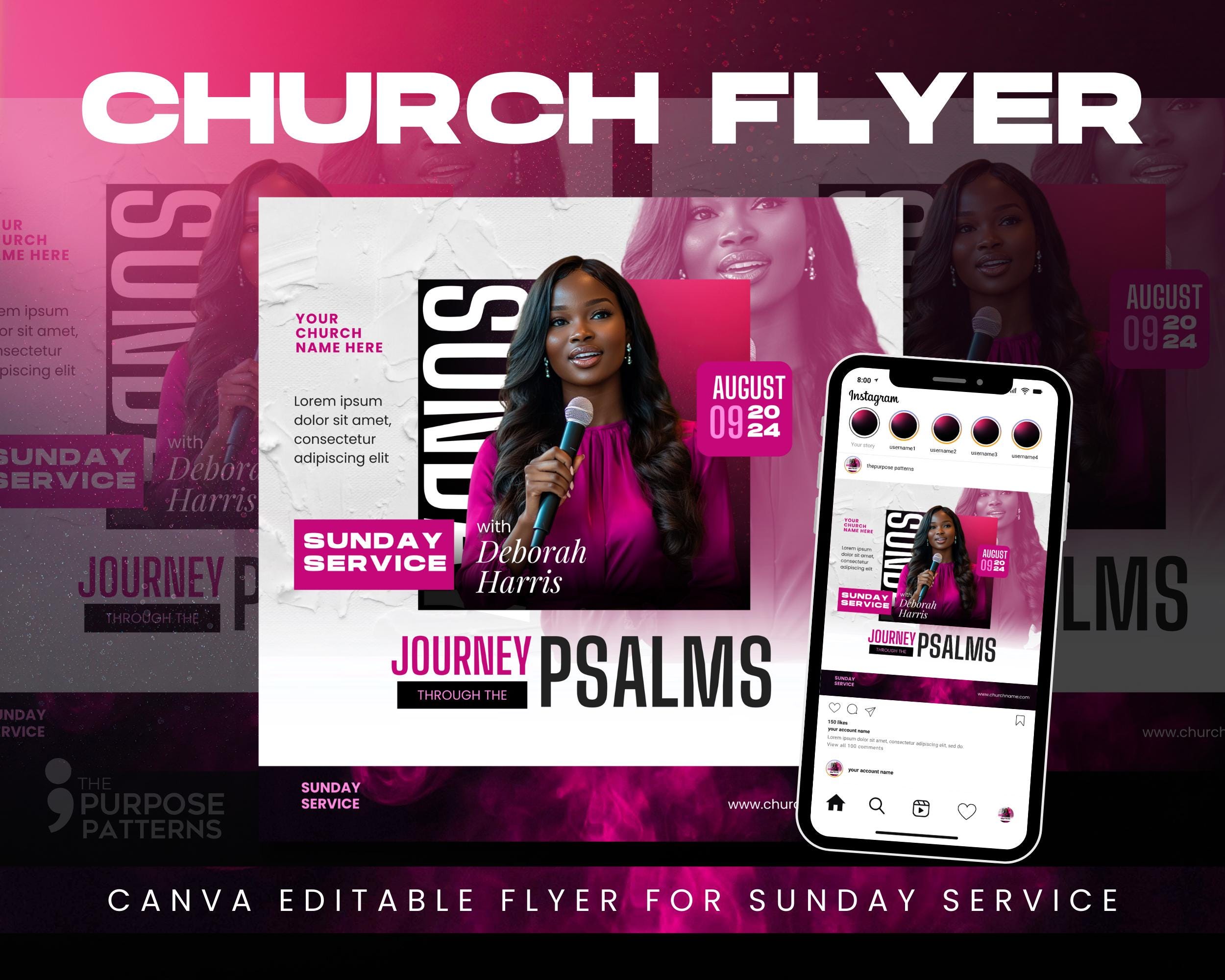 Church Flyer, DIY Flyer Template Design Fellowship Service Flyer ...
