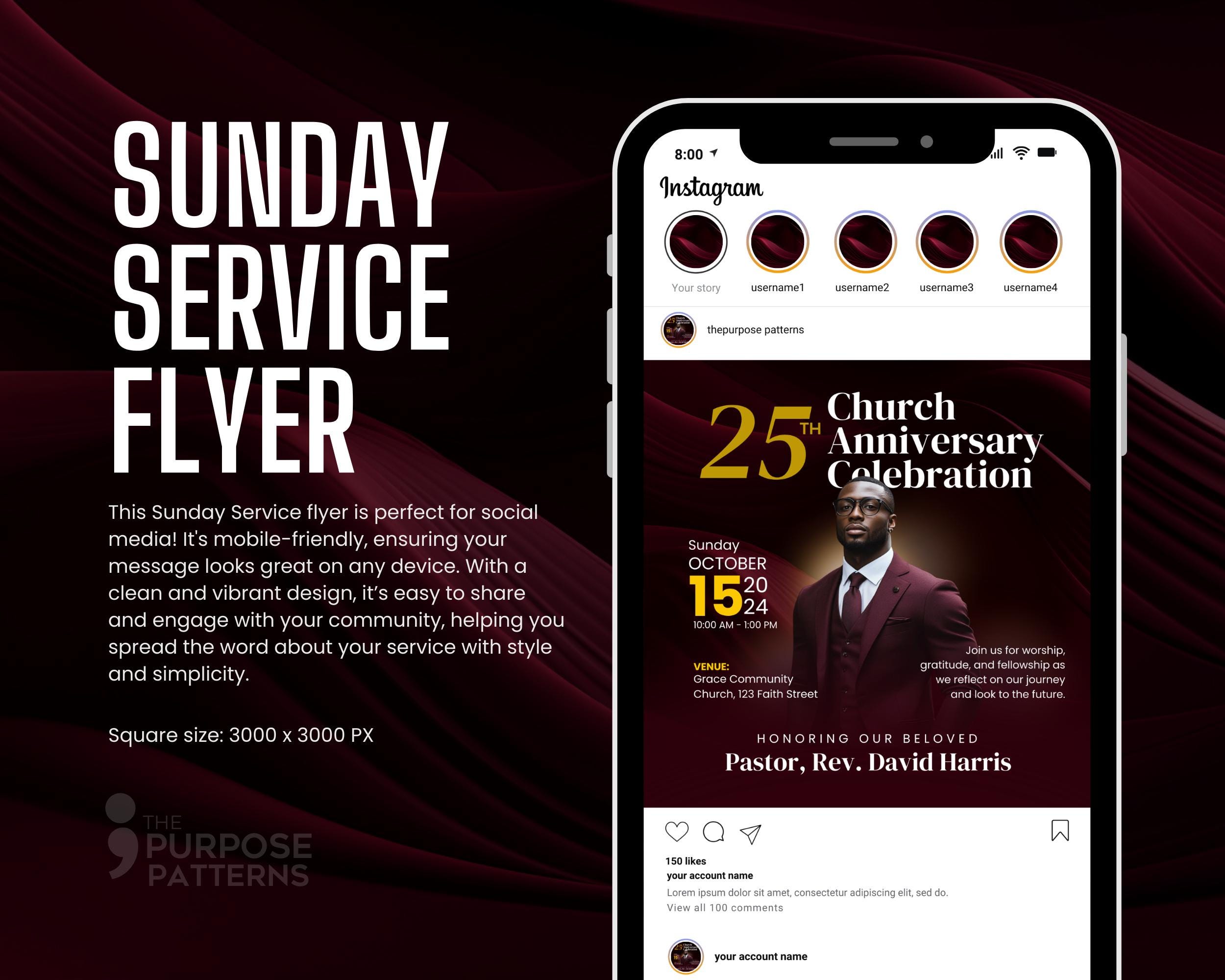 Church Anniversary Flyer Template | Editable Canva Design for Christian ...