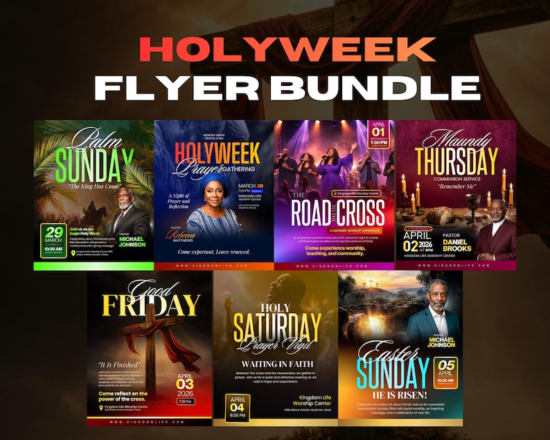 Holy Week Church Flyer Bundle | Palm Sunday, Maundy Thursday, Good ...