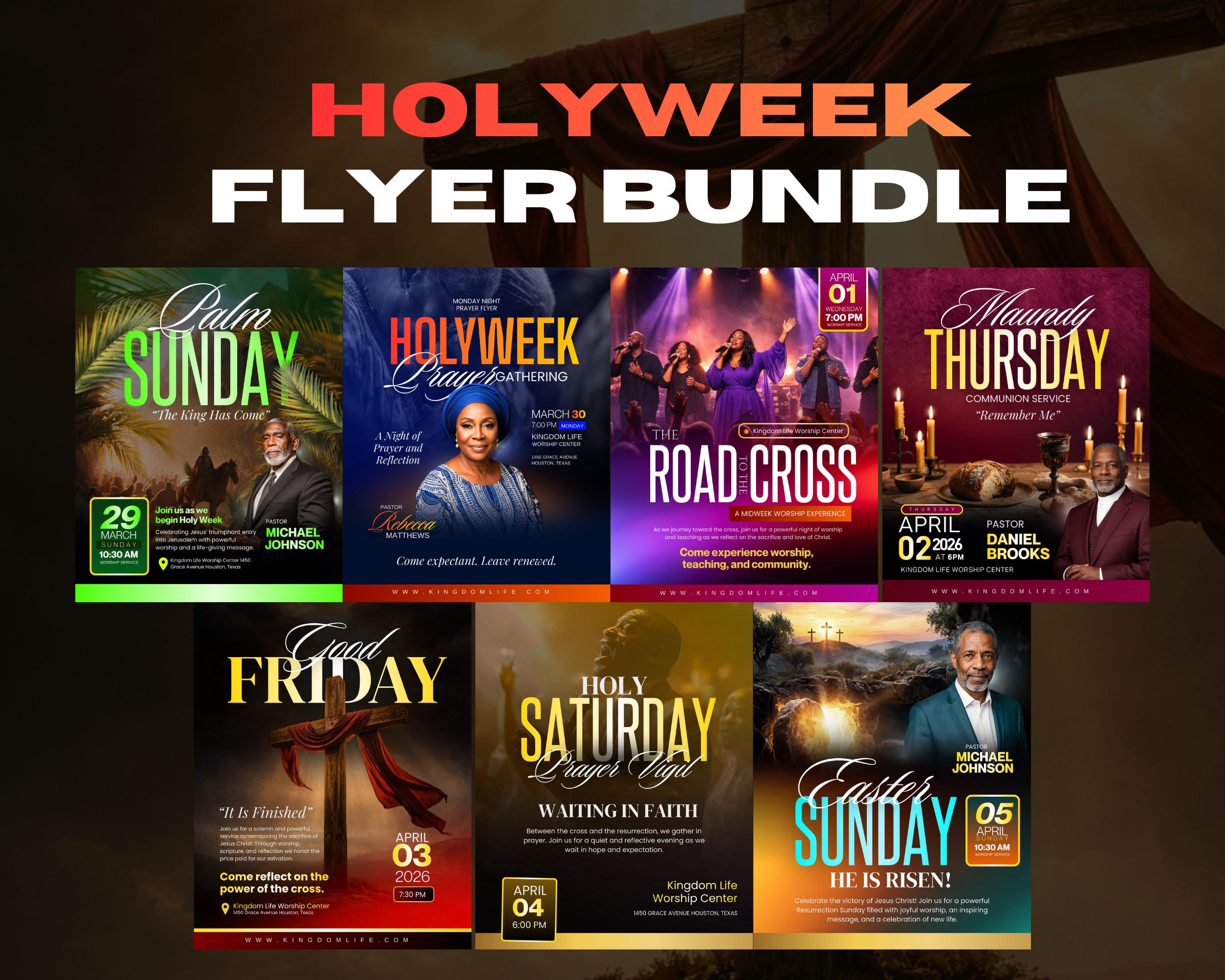 Holy Week Church Flyer Bundle | Palm Sunday, Maundy Thursday, Good ...