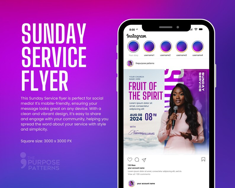 Customizable Church Flyer Template: Sunday Service (canva Editable) - Etsy