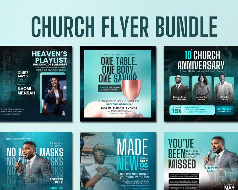 15-in1 Church Flyer Bundle | Customizable Canva Templates | Book Launch ...