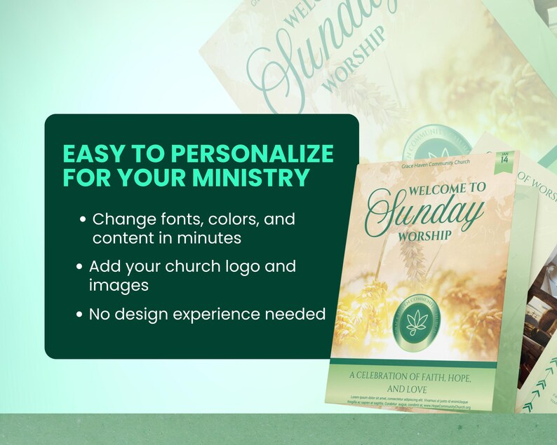 Editable Church Bulletin Template: Sunday Service Program Canva Design ...