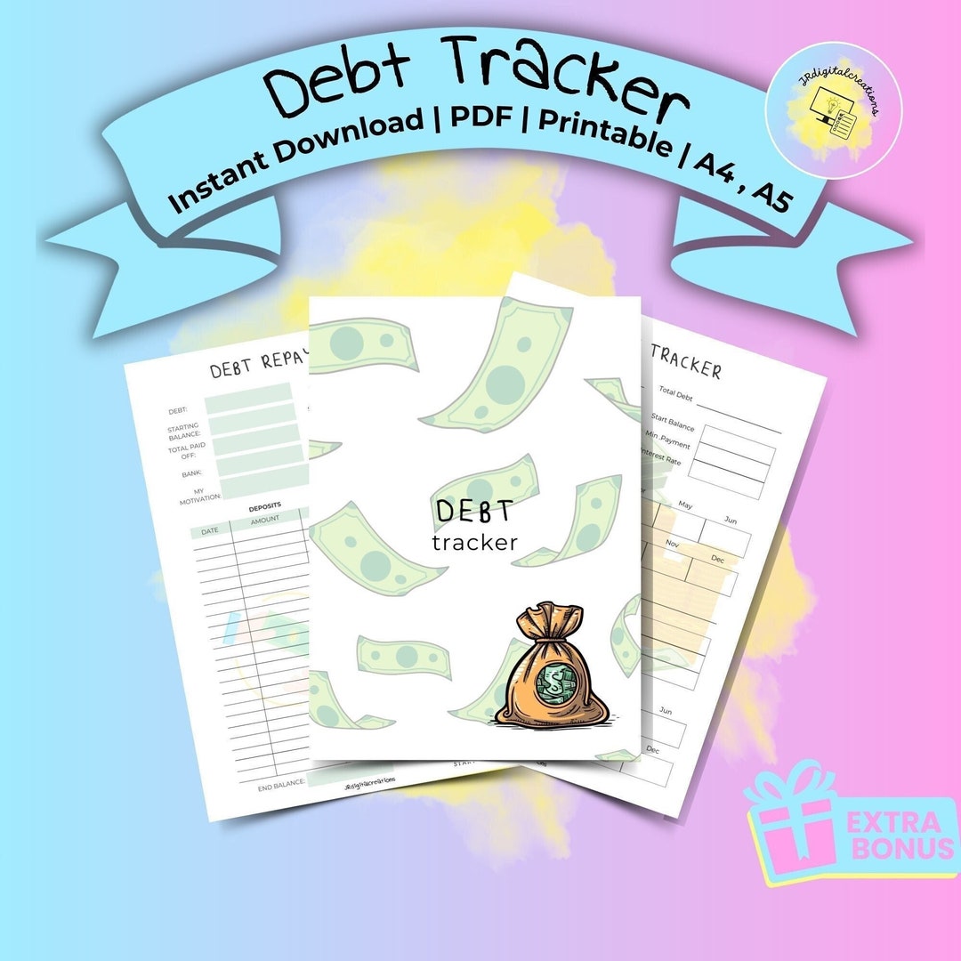 Printable Colorful Debt Tracker Digital Credit Balance Appointments ...