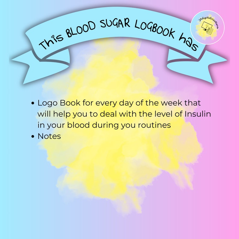 Printable Blood Sugar Logbook Digital Glucose Level Tracker A4 A5 ...