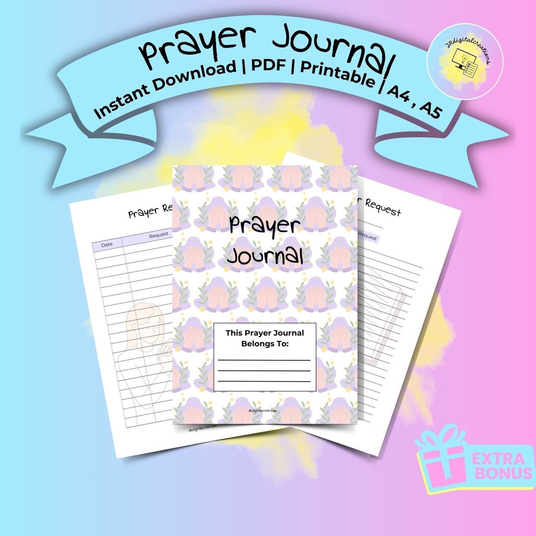 Printable Prayer Request Journal Digital Spiritual Focus Notebook A4 A5 ...