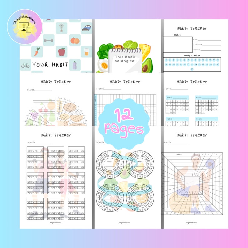 Printable Habit A4 A5 Tracker Digital Achieve Goals Notebook Inspiring ...