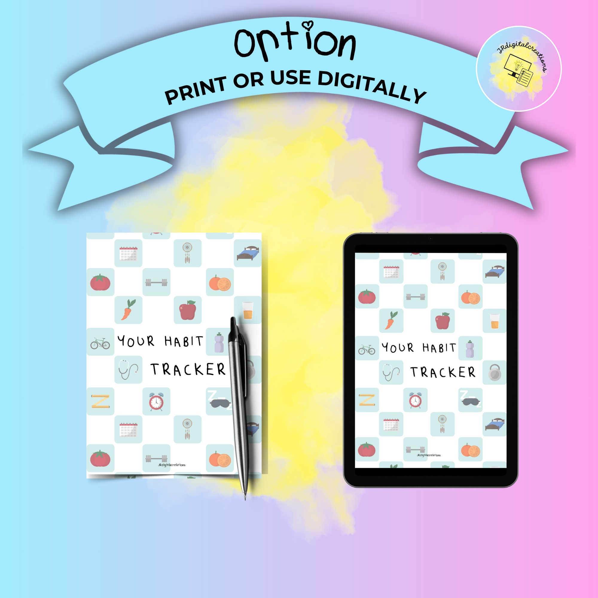 Printable Habit A4 A5 Tracker Digital Achieve Goals Notebook Inspiring ...