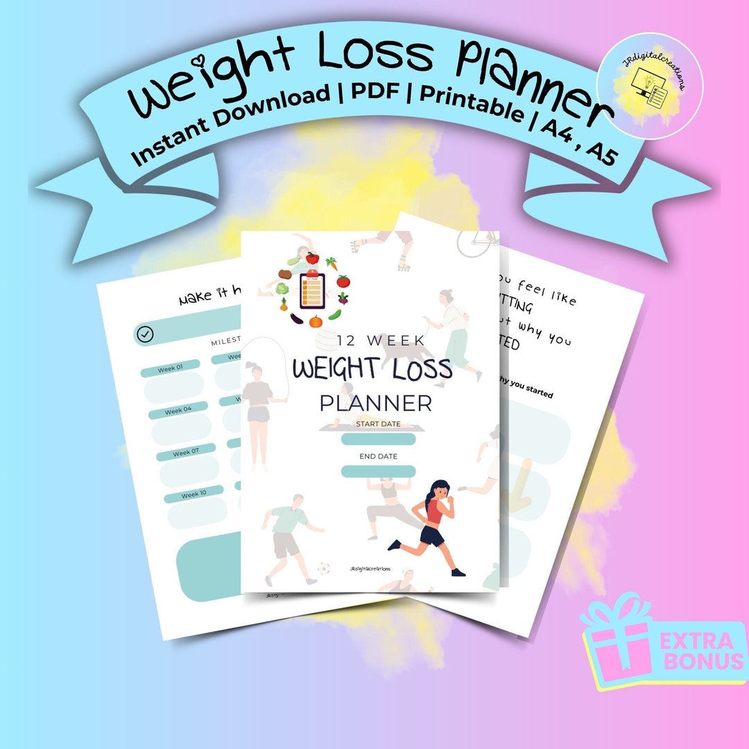 Printable Weight Loss Planner Digital Body Measurement Tracker Creative ...