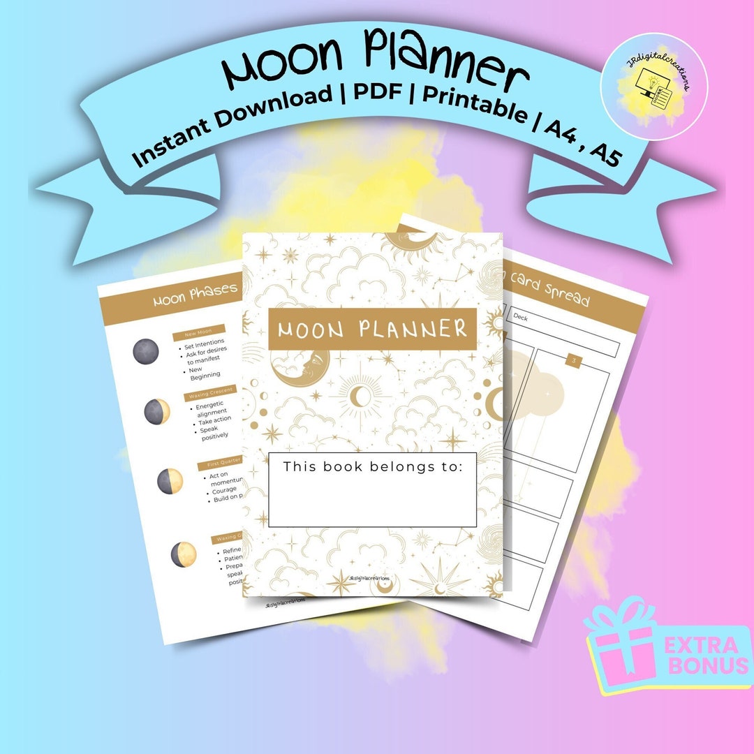 Printable Manifesting Moon Planner Card Spread Meaning Phase Notebook ...