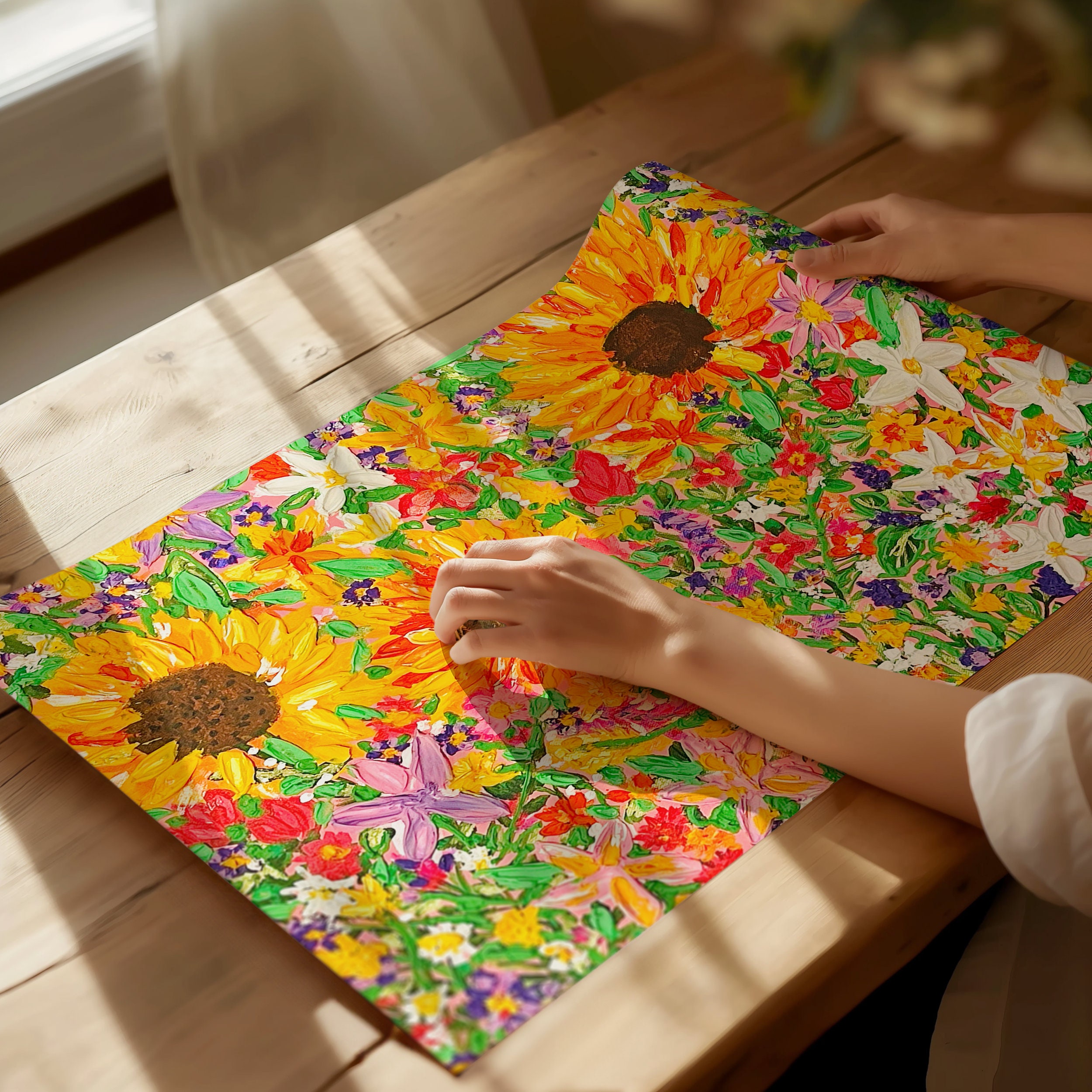 Sunset Painting Print Texture Print Sunflowers Print Fine Art Print ...