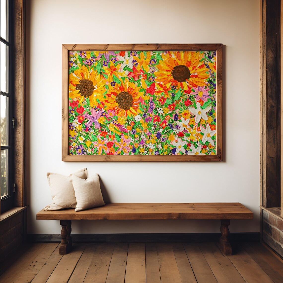 Sunset Painting Print Texture Print Sunflowers Print Fine Art Print ...