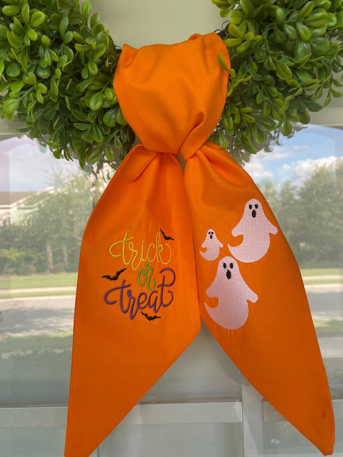 Halloween Wreath Sash. Ghost Wreath Sash. Trick or Treat. Spooky Wreath ...
