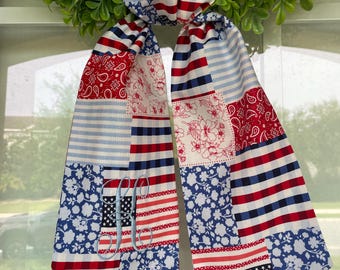 Red White Blue Plaid Wreath Sash Patriotic Front Door Ribbon Bow 4th of ...