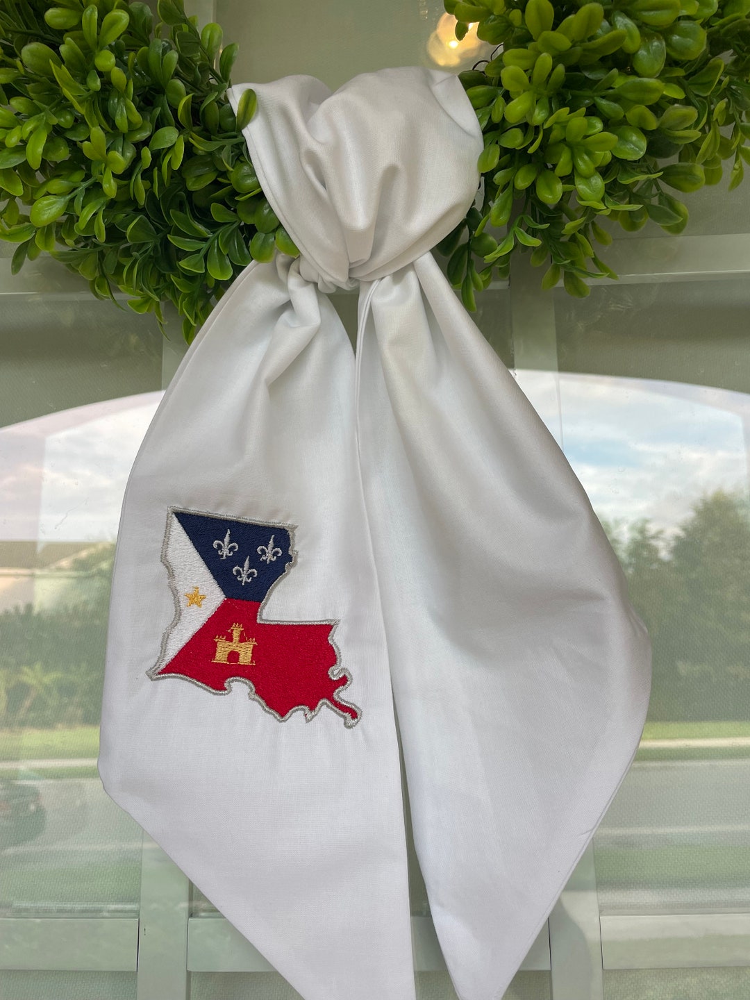 Acadian Flag Wreath Sash. Louisiana Acadian Flag Wreath Sash. Cajun ...