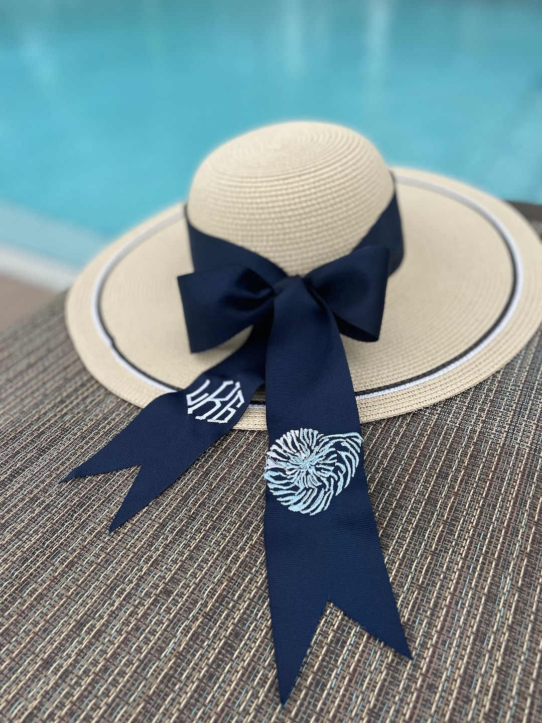 Monogram Hat Ribbon.monogram Beach Hat Ribbon. Monogram Summer Hat ...