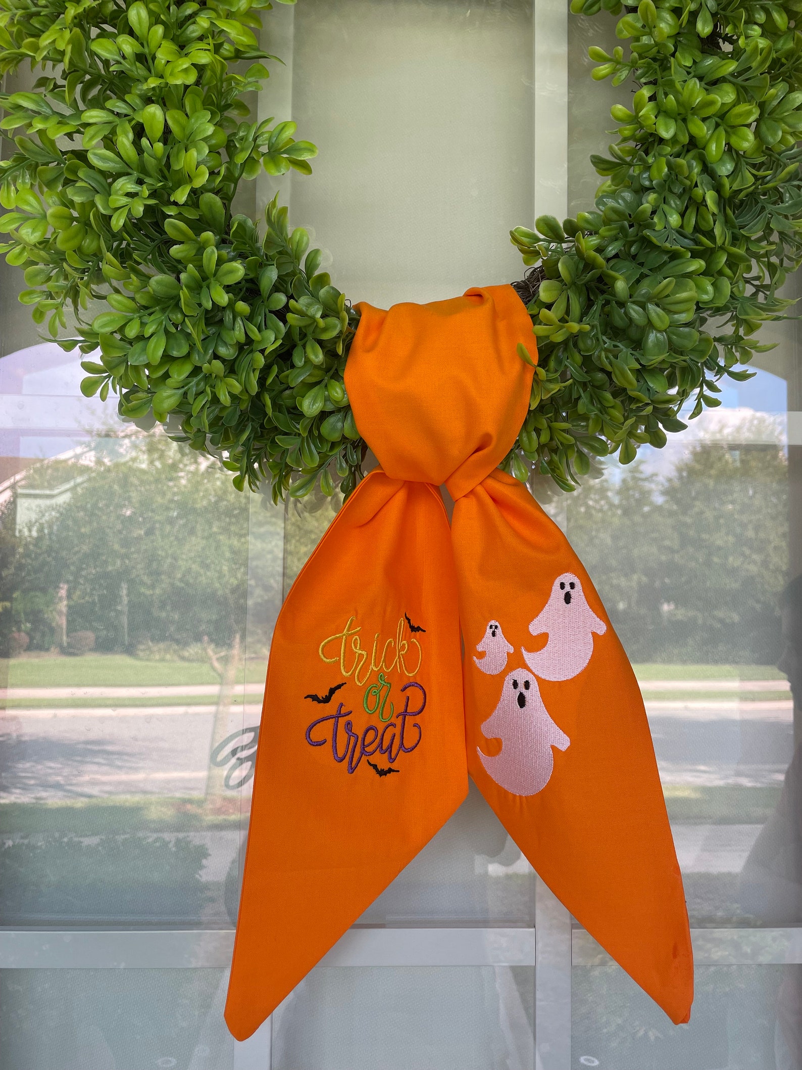 Halloween Wreath Sash. Ghost Wreath Sash. Trick or Treat. Spooky Wreath ...