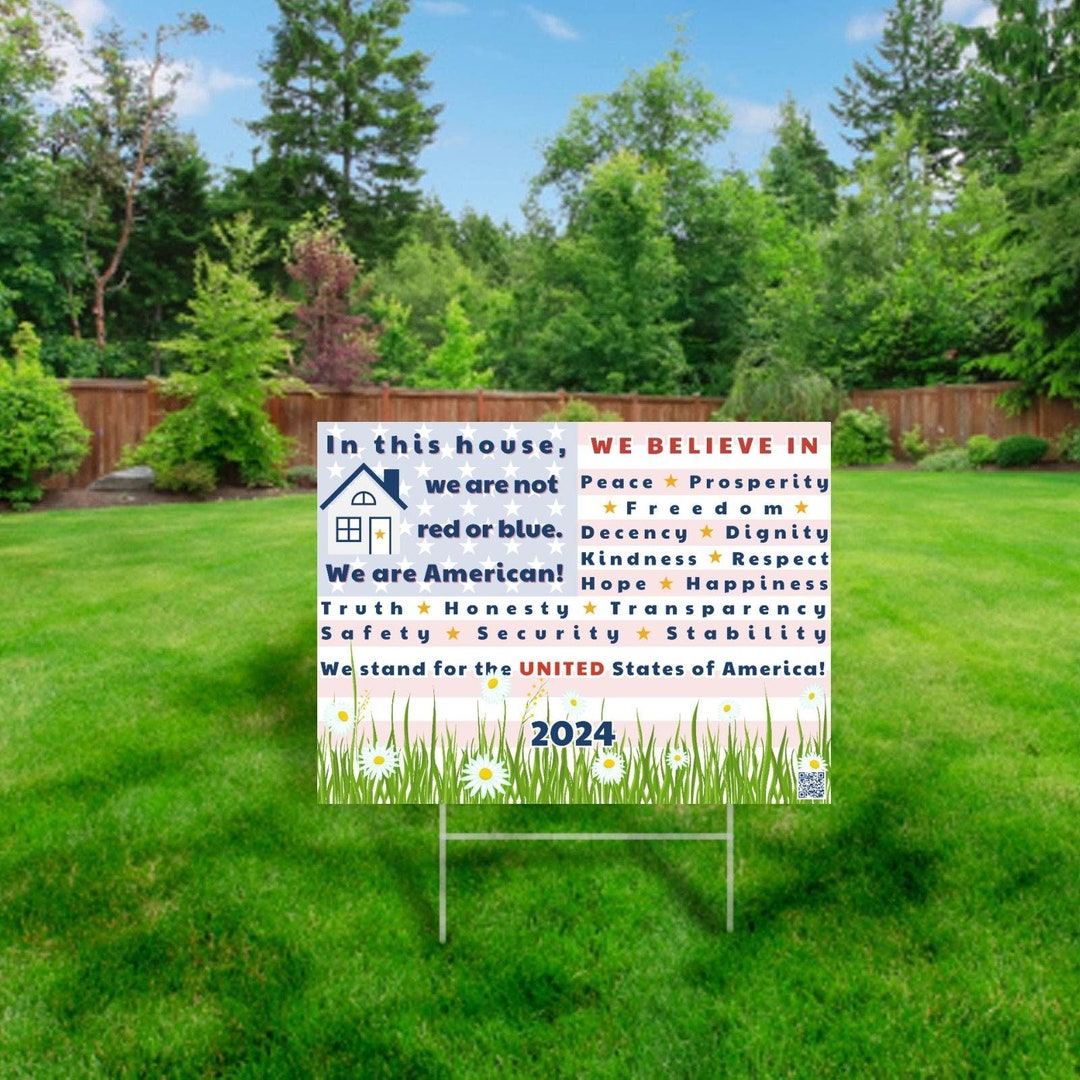 USA Flag & Daisies Yard Sign 2024 in This House 24 X 18 - Etsy