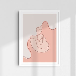 Mom and Baby Wall Art Printable Gift for Mother Baby Shower Poster ...