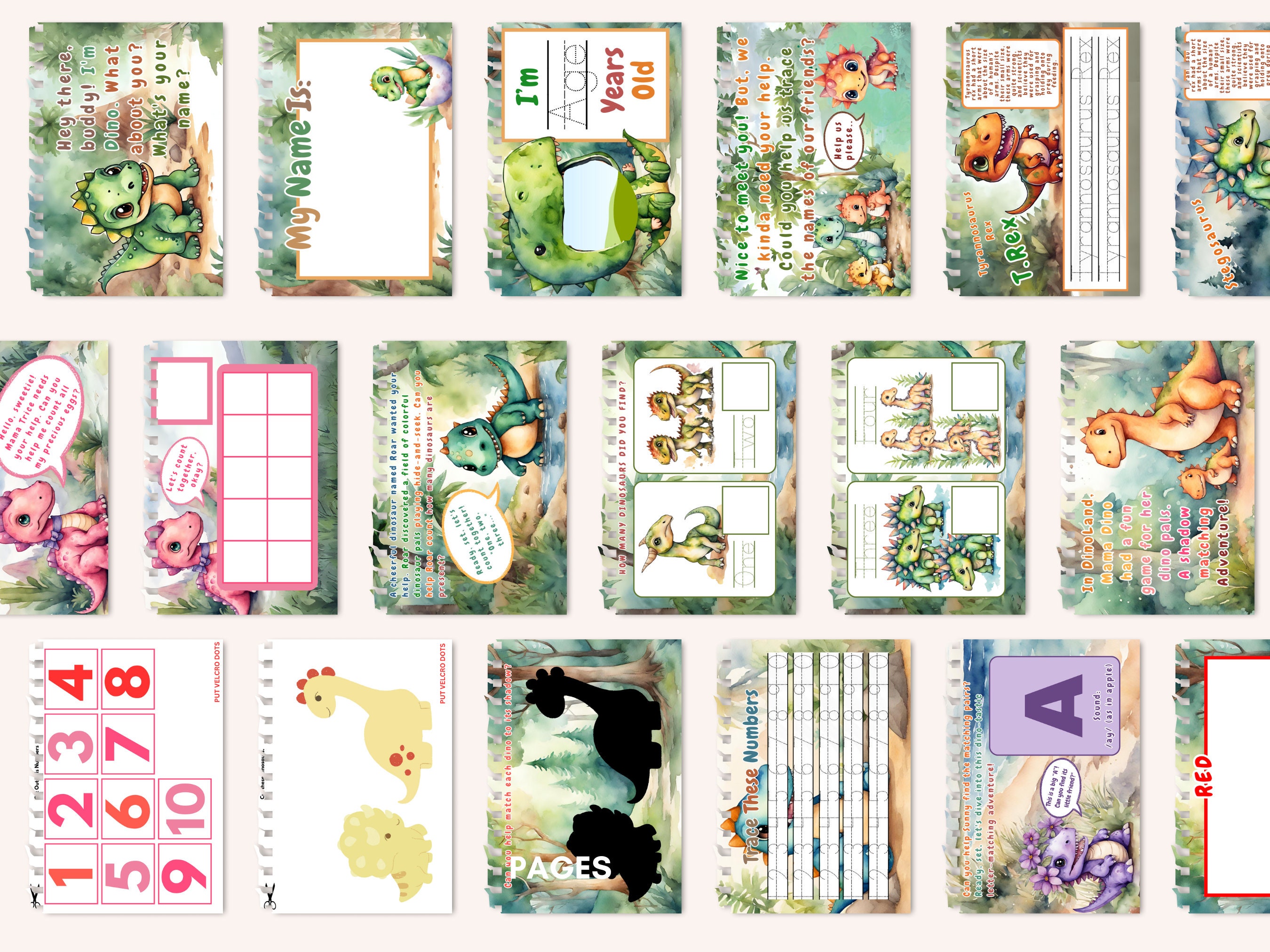 Dinosaur Busy Books for Children's Learning Canva Template - Etsy
