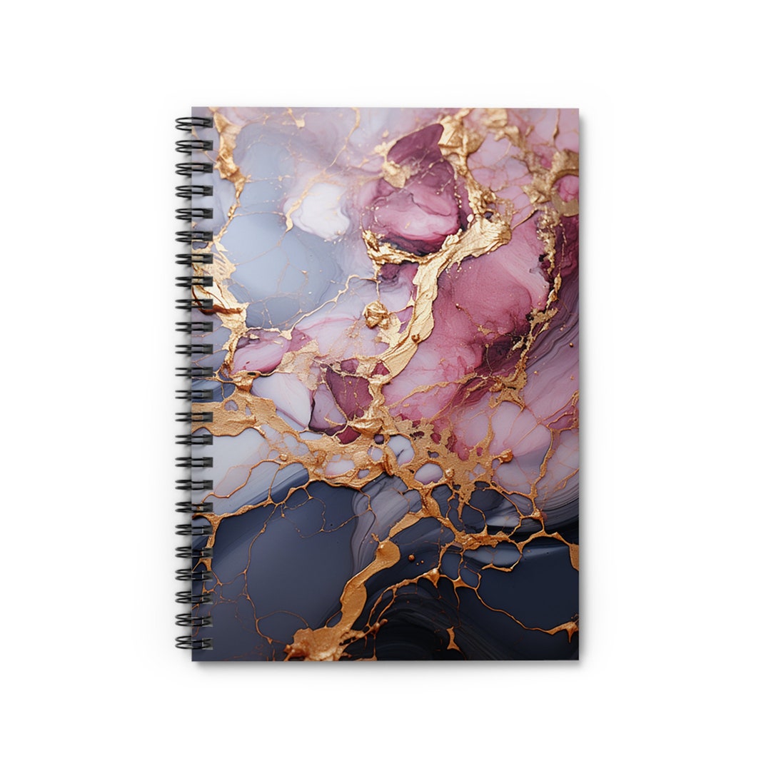 Pink Gray and Gold Marble Spiral Notebook Ruled Lines Journal Notebook ...