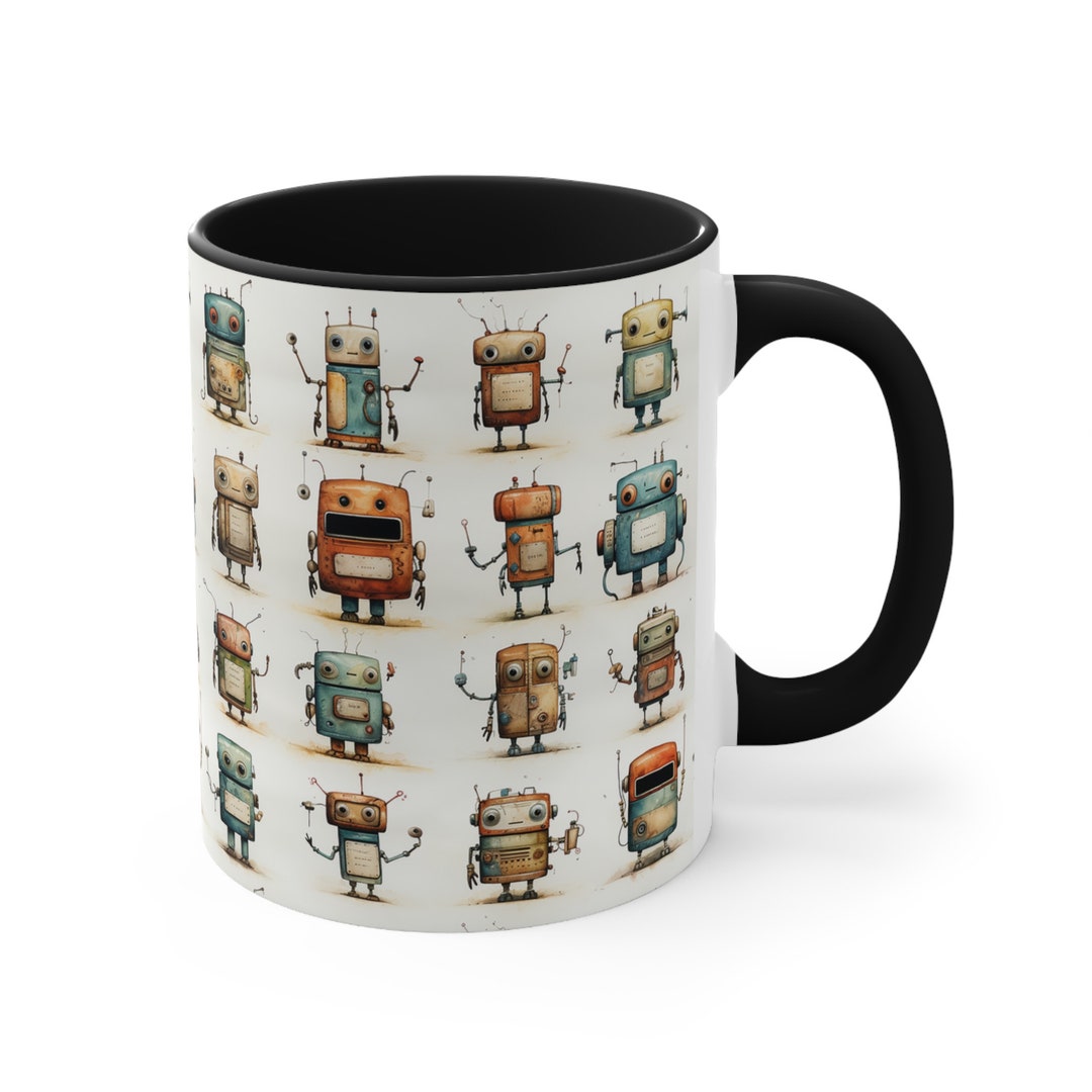 Cute Retro Robots Coffee Mug, Tea Cup, 11oz or 15oz ORCA Coating Retro ...
