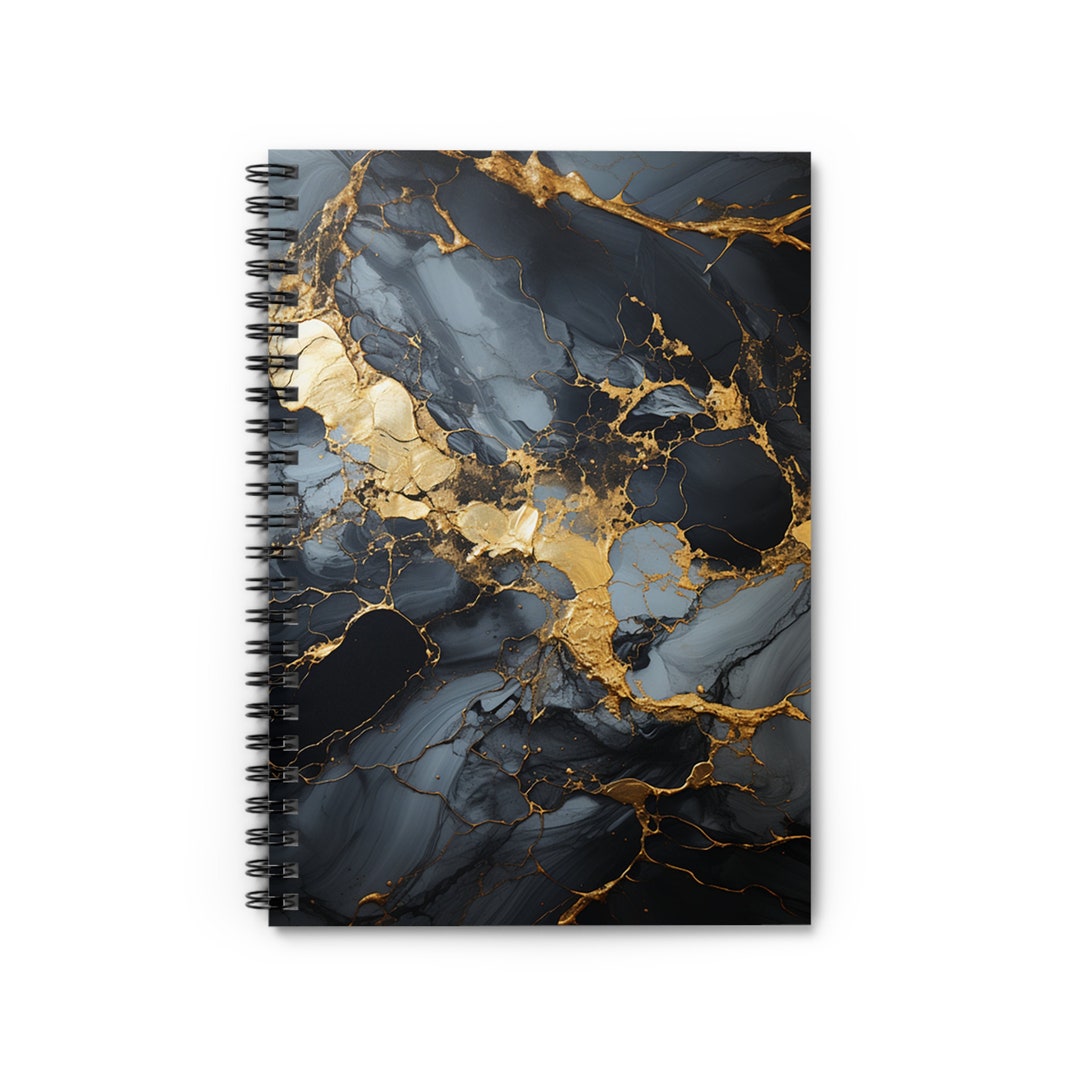 Gold and Black Marble Spiral Notebook Ruled Lines Journal Notebook ...