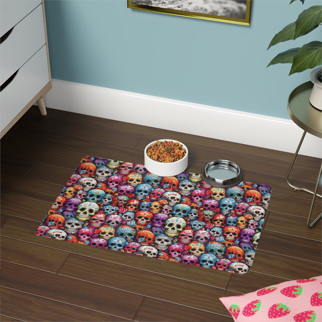 Fiesta Fusion Sugar Skulls Pet Mat Pet Feeding Mat Non-slip - Etsy