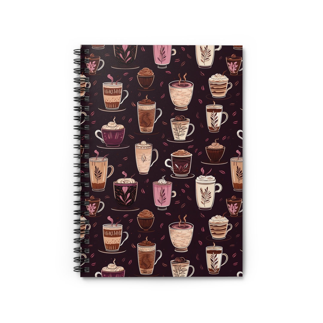 Whimsical Espresso Serenade - Spiral Notebook With Ruled Lines, 6x8 Inches - Journal Notebook ...