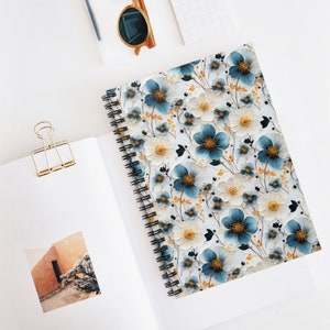 Beautiful Pressed Wildflowers Notebook Spiral Notebook With Ruled Lines, 6x8 Inches Journal ...