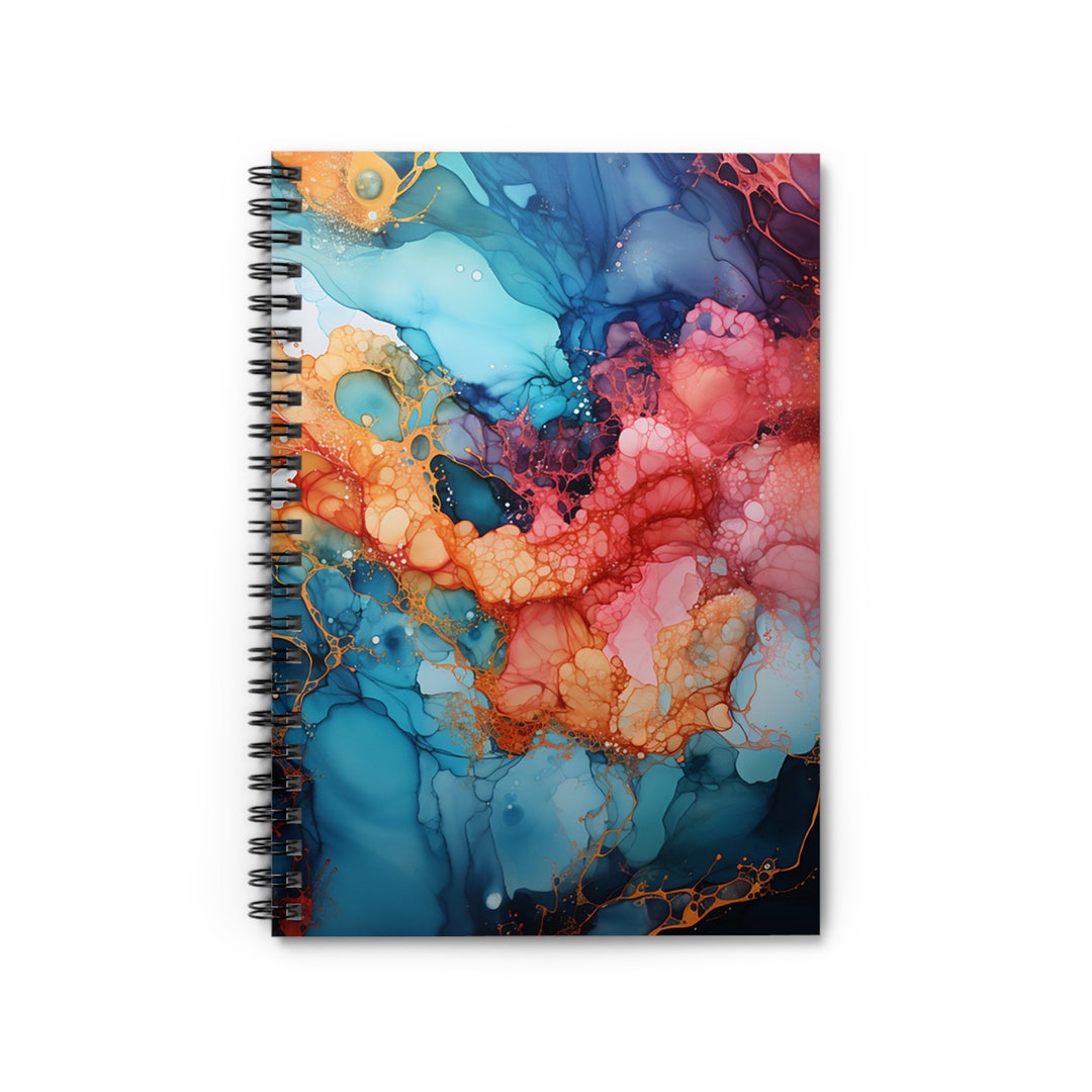 Rainbow Marble Spiral Notebook Ruled Lines Journal Notebook Stationary ...