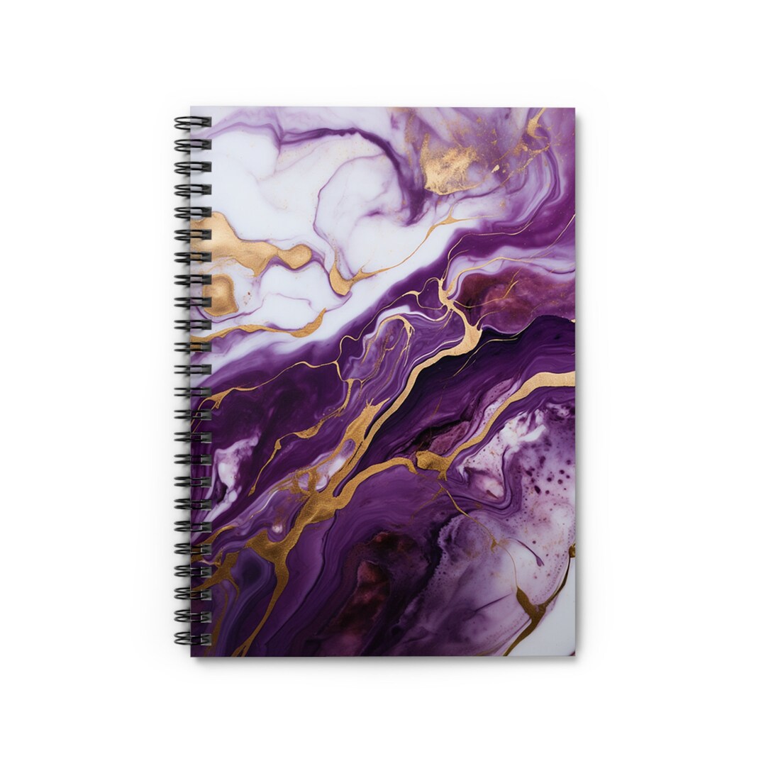 Purple and Gold Marble Spiral Notebook Ruled Lines Journal Notebook ...