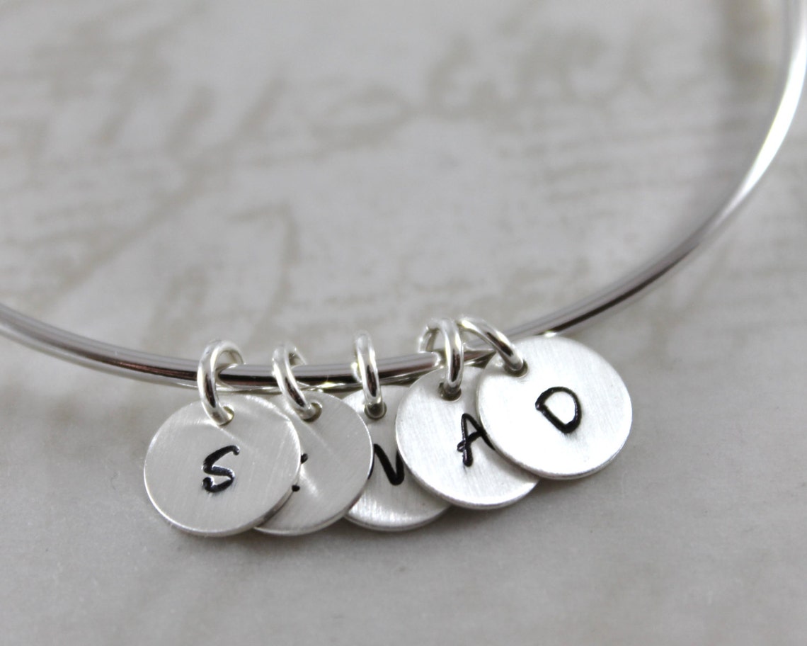 Solid Sterling Silver Handmade Initial Charm Bracelet - Etsy