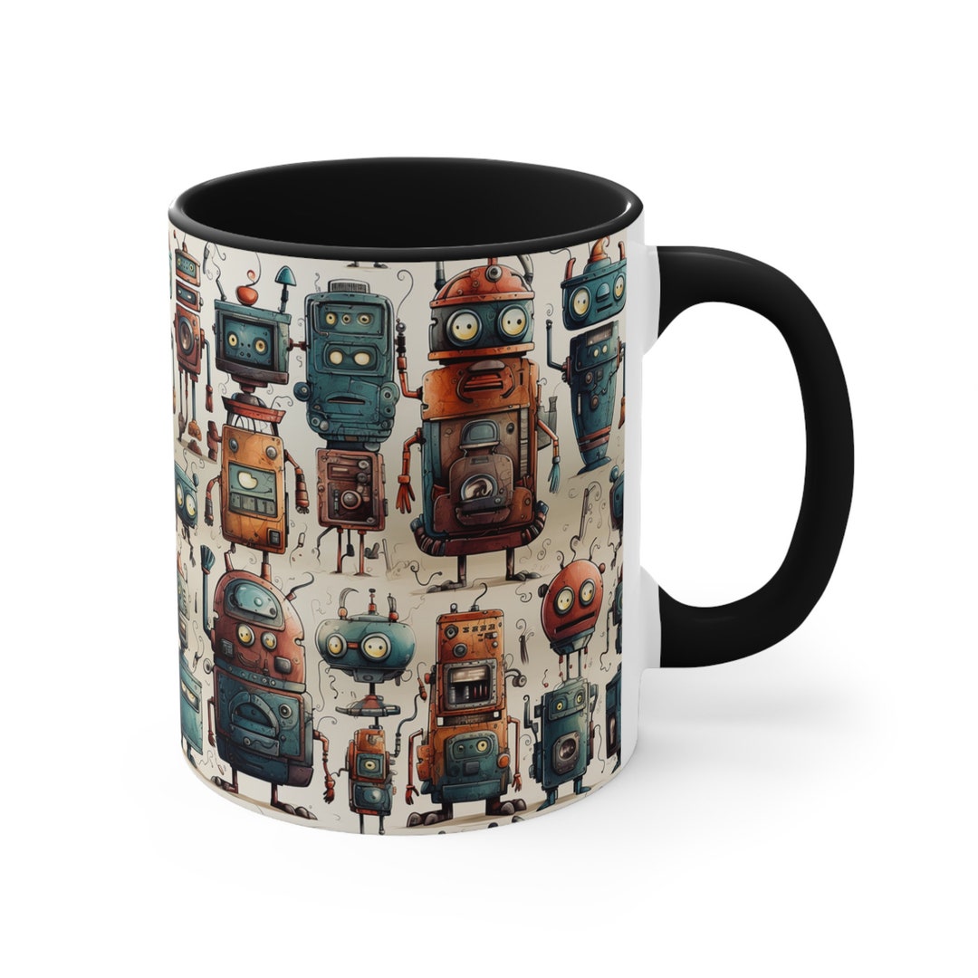 Rebellious Retro Robots Coffee Mug, Tea Cup, 11oz or 15oz ORCA Coating ...
