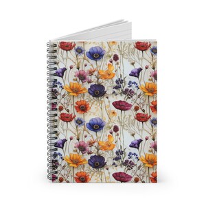 Colorful Pressed Wildflowers Notebook - Spiral Notebook With Ruled ...