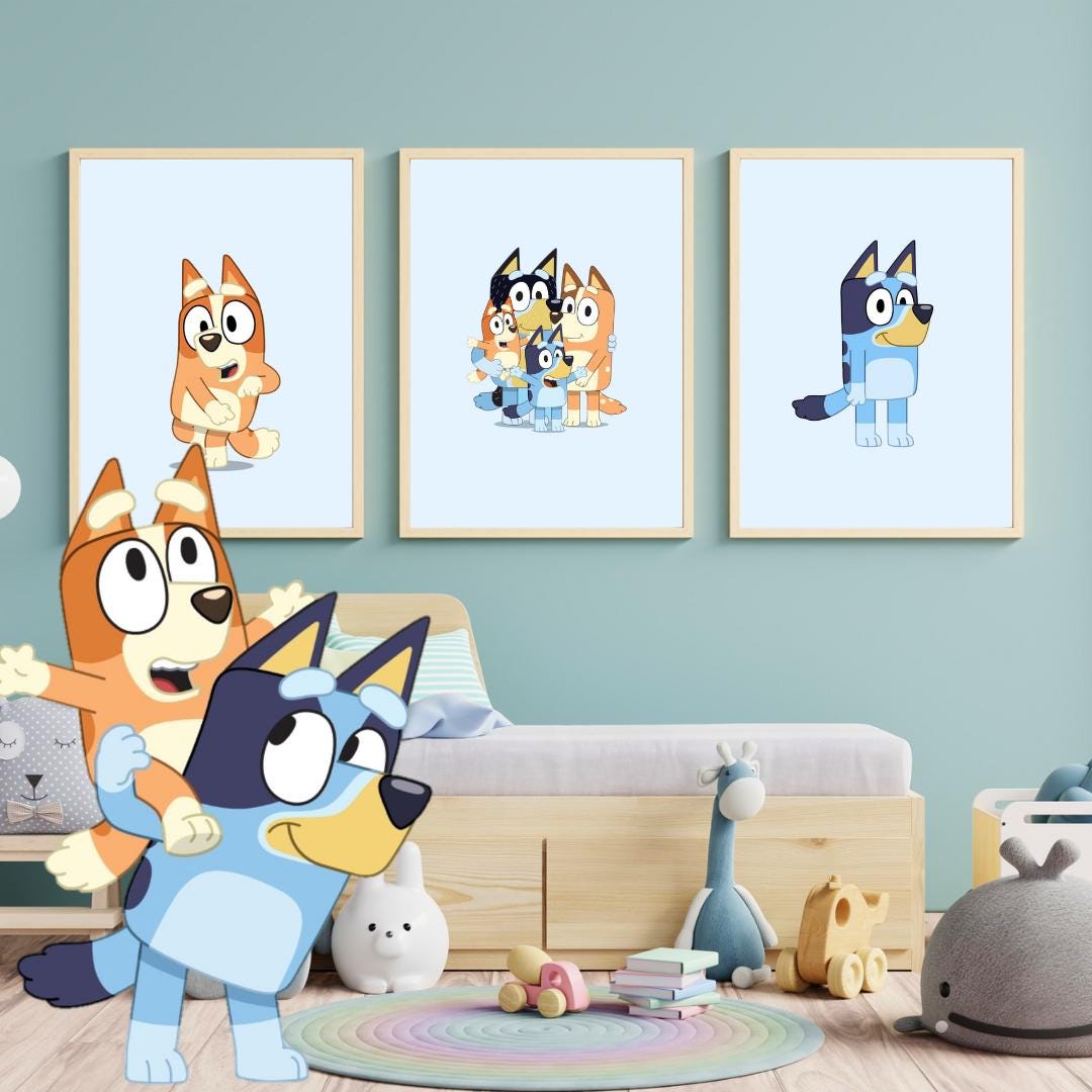 Set of 3 Bluey Prints Bluey Wall Art Kids Room Prints - Etsy