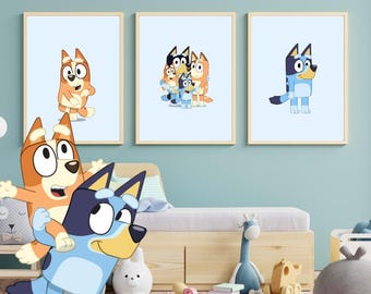 Set of 3 Bluey Prints Bluey Wall Art Kids Room Prints - Etsy