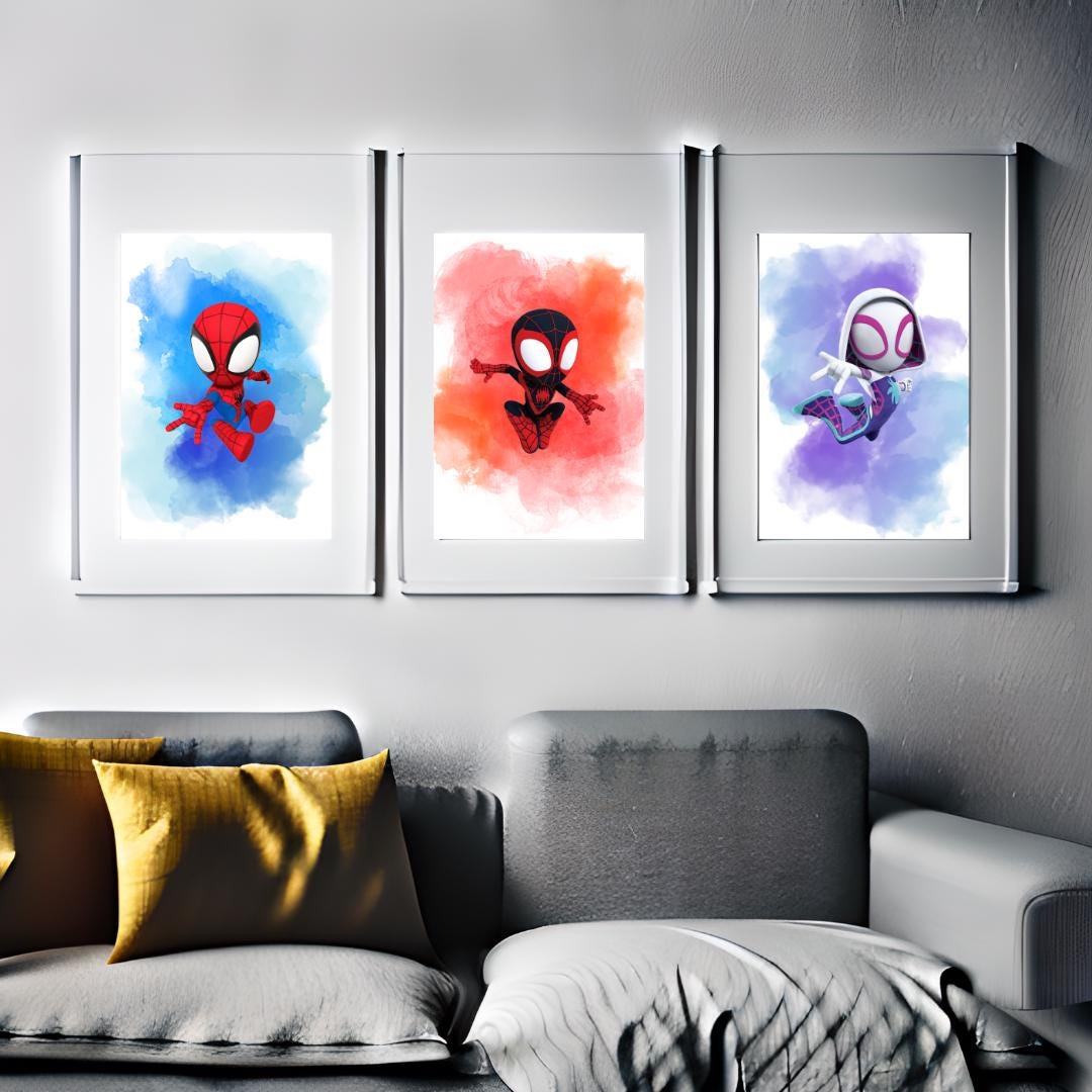 Spidey and His Amazing Friends Wall Art Set Superhero Decor for Kids ...