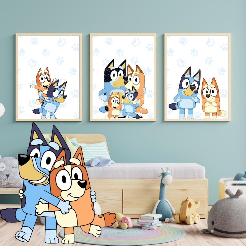 Set of 3 Bluey Prints Bluey Wall Art Kids Room Prints - Etsy